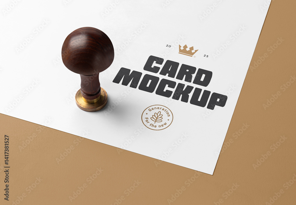 Paper Card with Stamp Mockup Stock Template | Adobe Stock