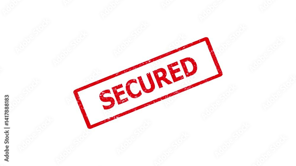 Secured Stamp animation on a transparent background, Secured stamp sign ...