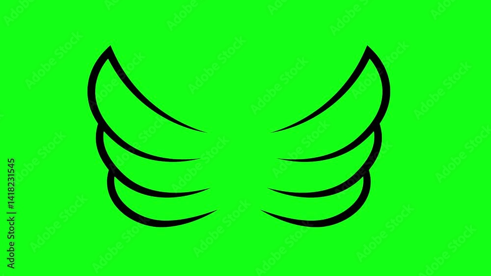 4K Animated Wings Symbol in Motion on Green Screen Background, Flying ...