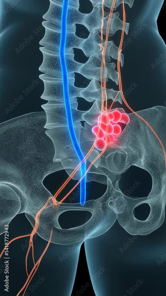 Vertical video of Medical X-ray of spine showing lumbar disc ...