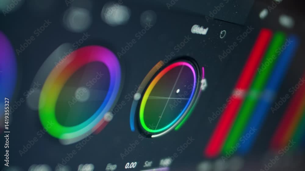 Close up: screen monitor is a cinema color correction media post ...