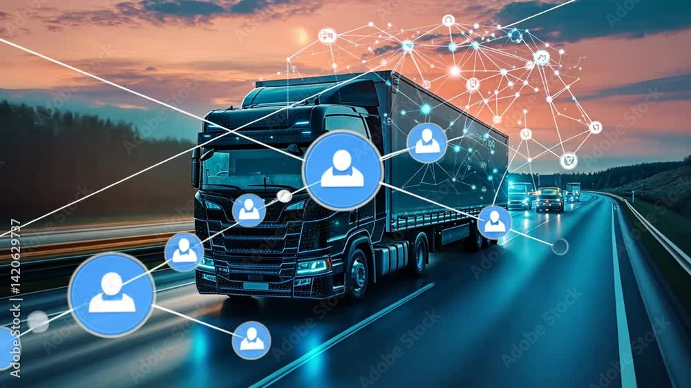 Trucking Logistics Network: A Modern Vehicle with Connectivity Across ...