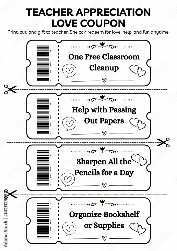 Poster Teacher Appreciation Coupons | Printable Coloring Craft for Kids ...
