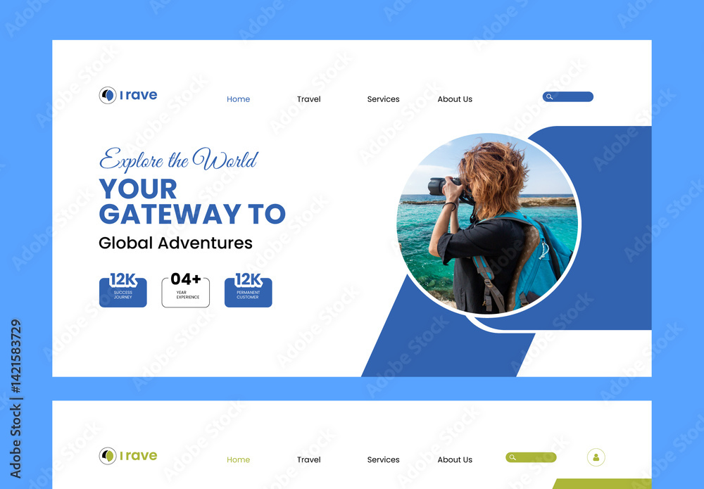 Travel Website Header Design Template Stock Template | Adobe Stock