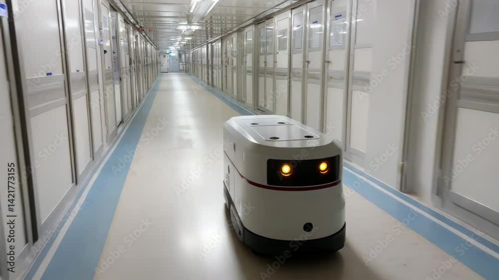 AI hospital logistics autonomous medical delivery robot navigating hospital autonomous medical ...