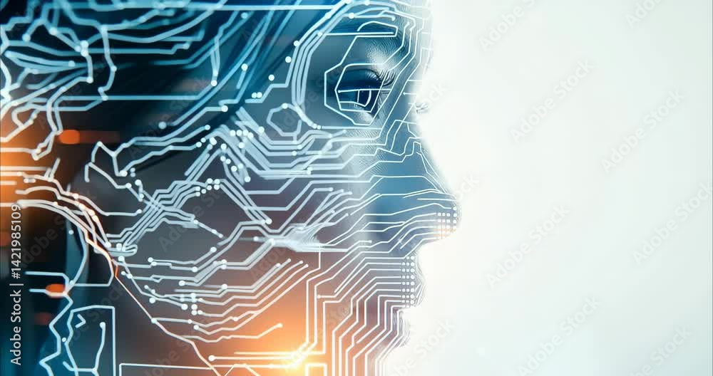 Digital Human Profile and Brain Circuit. An artistic portrayal of AI ...