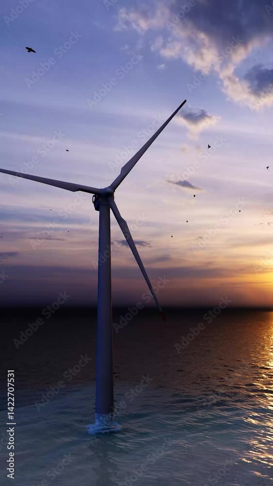 2160x3840. Windmill park. Offshore wind turbines farm on the ocean ...