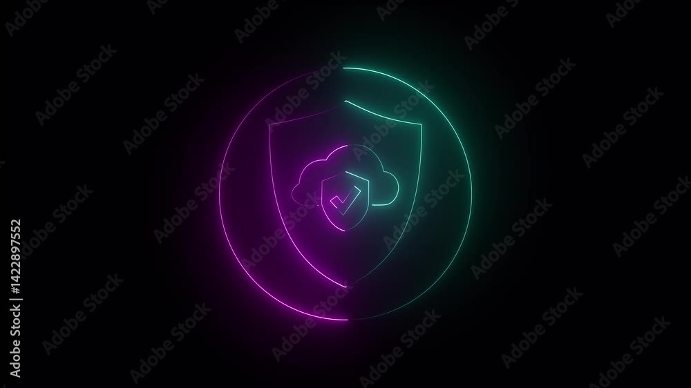 neon pink color check mark icon and circle animation tick mark correct ...