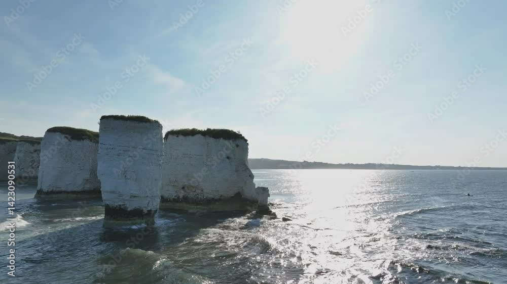 Old Harry Rocks: Iconic Chalk Sea Stacks of Dorset vídeo do Stock ...