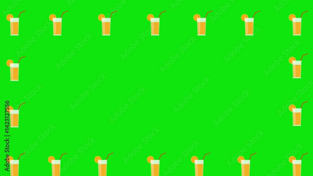 Juice glass drink frame design animation on green screen. Stock 비디오 ...