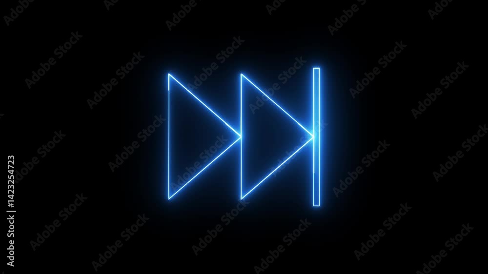 neon blue color arrow to the left icon animation traffic signal road ...