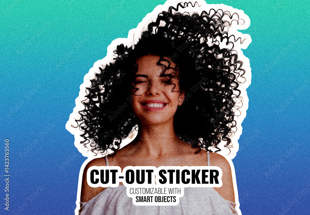 Cut-Out Sticker Photo Effect Mockup Stock Template | Adobe Stock