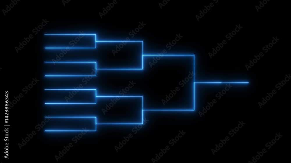 Neon Glowing Tournament Bracket Chart on Dark Background.Digital ...