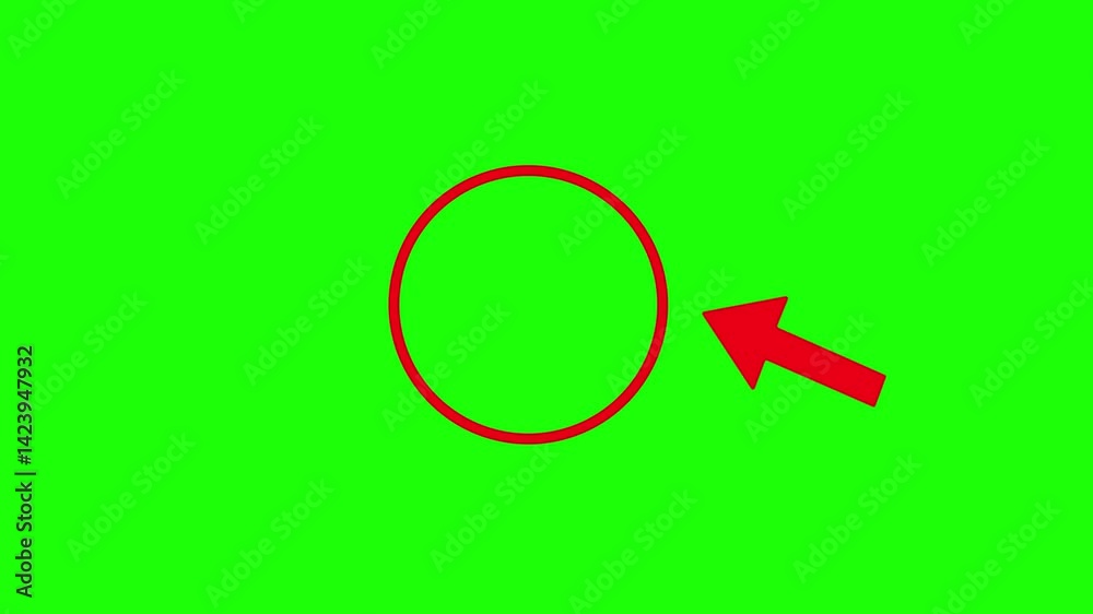 Red circle spotted with arrow highlight motion graphic animation on ...