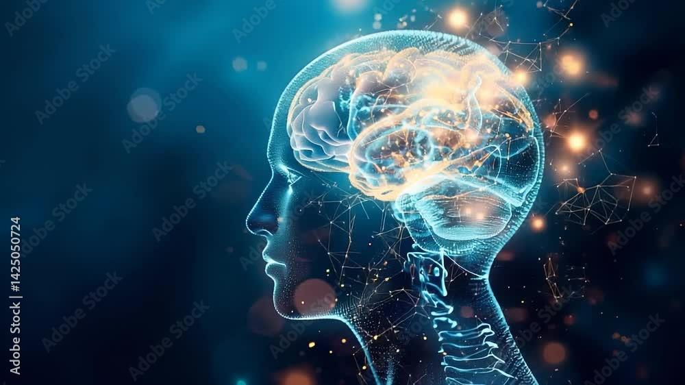 Digital Human Profile and Brain Circuit. An artistic portrayal of AI ...