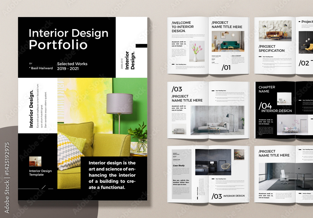 Modern And Creative Interior Design Portfolio Layout Stock Template ...