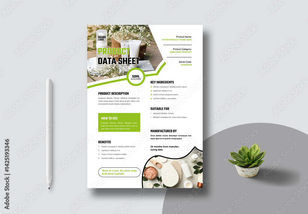 Product Data Sheet Layout Stock Template | Adobe Stock