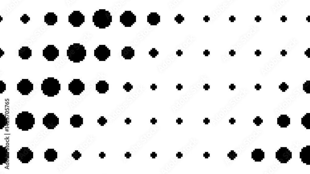 Animated dotted halftone background. Horizontal dots pattern in pixel ...