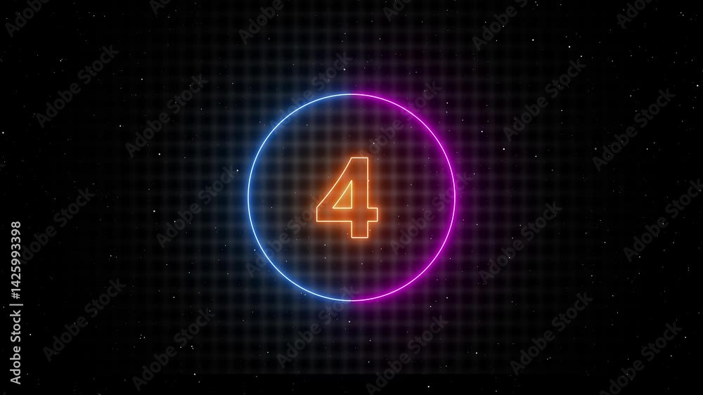 0 to 10 second modern digital countdown timer animation on black ...