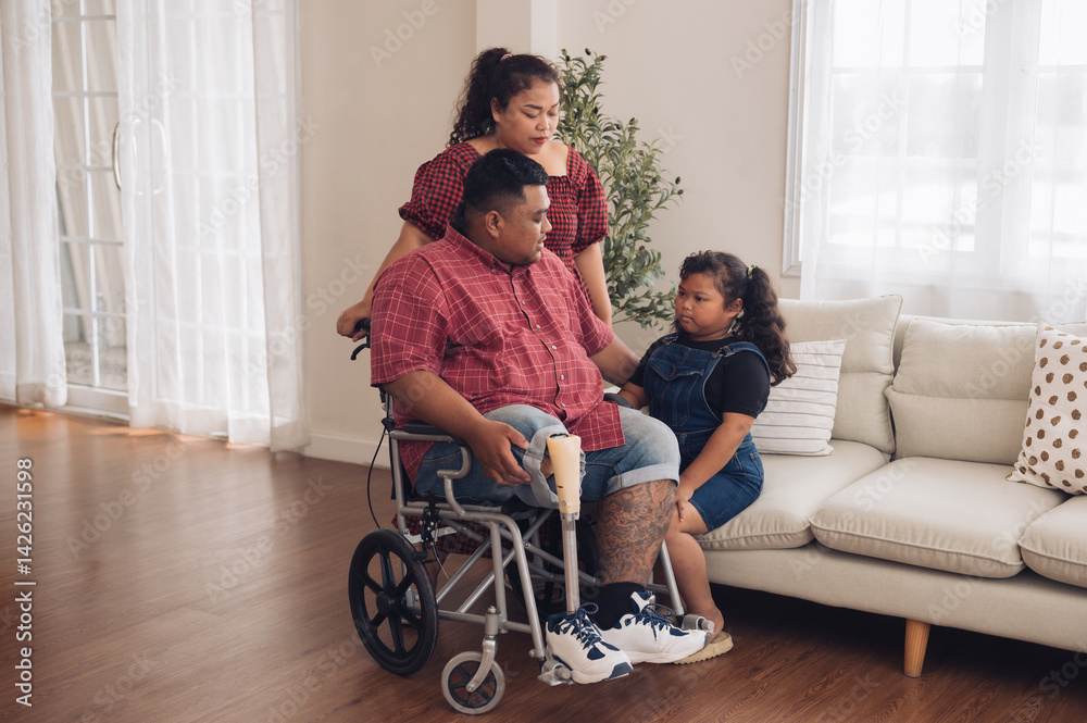 Poster The family of a large, fat man whose father wears a prosthetic ...