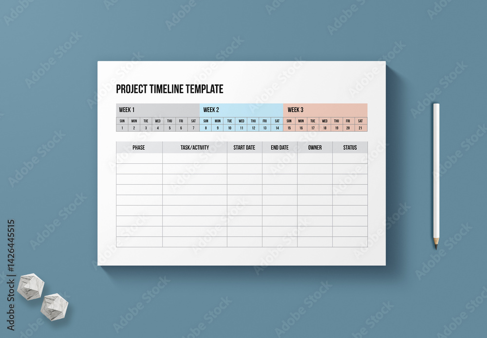 Project Timeline Template Layout Stock Template | Adobe Stock