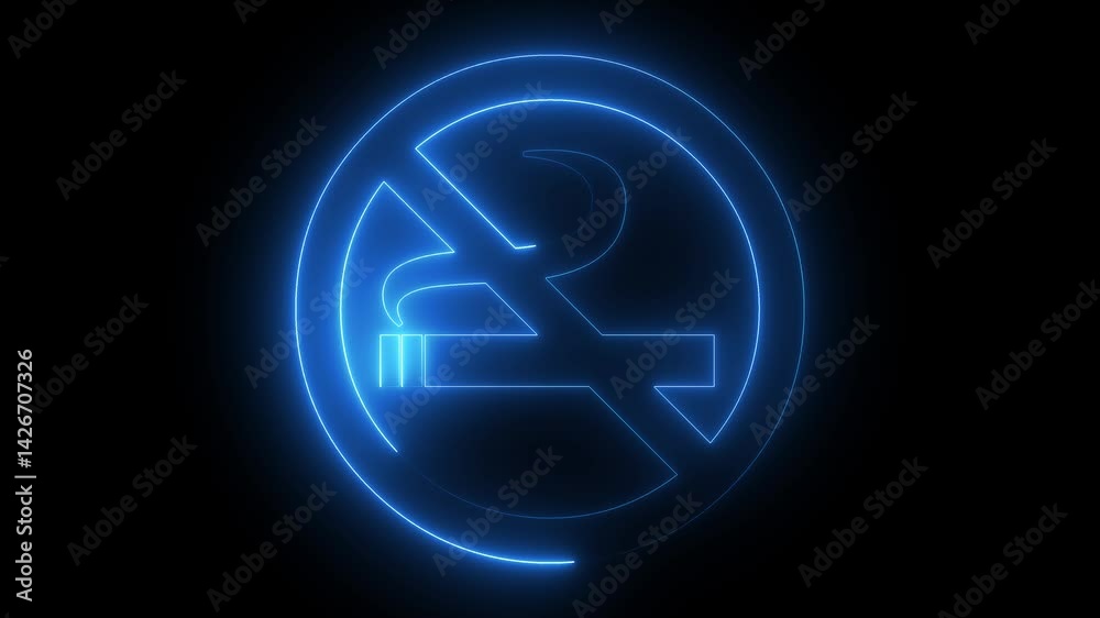 No smoking sign icon warning neon lights video No smoking sign icon ...