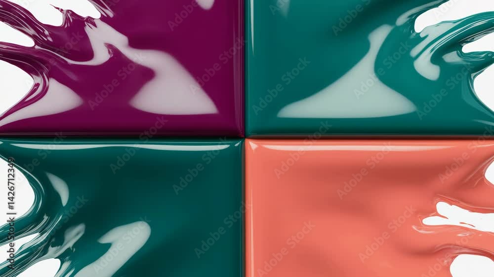 Four different paint colors in bright shades displayed together on a ...