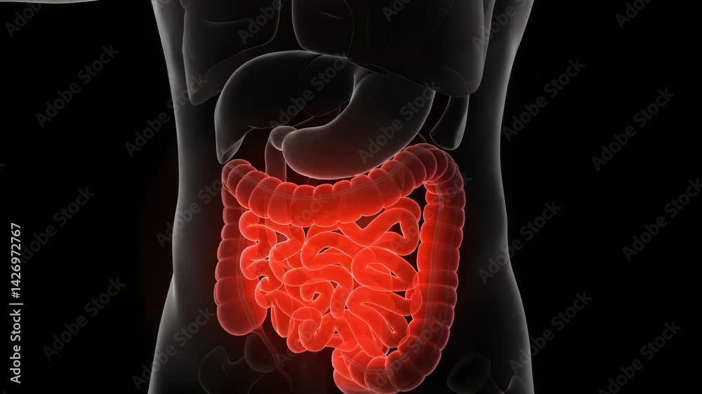 Human digestive system illustration intestine anatomy graphic medical ...