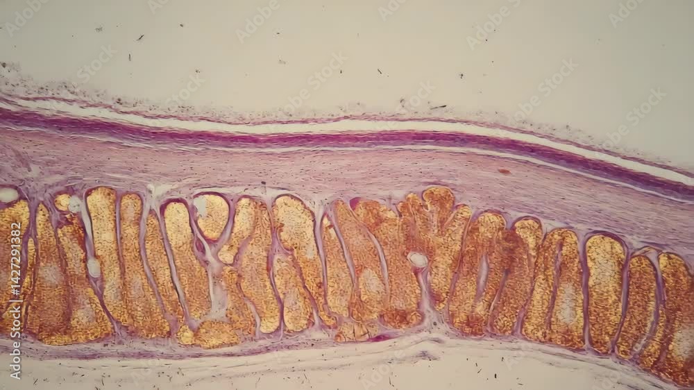 Microscopic image of a biological cross-section showing tissue ...