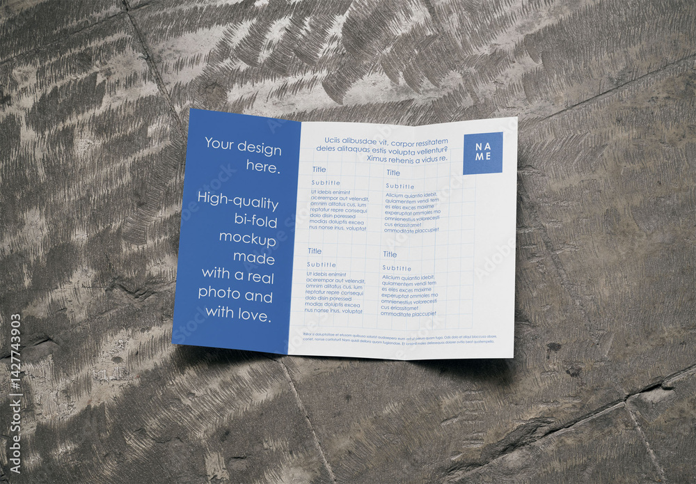 Mockup Of Customized Tri-Fold Open Leaflet On Floor Stock Template ...