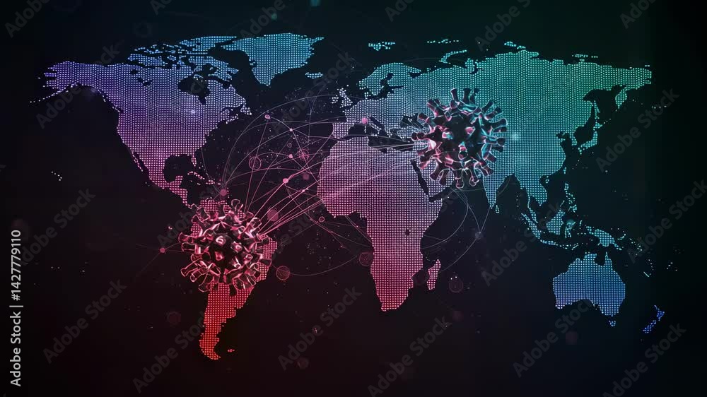 This visual demonstrates the spread of a virus around the world ...
