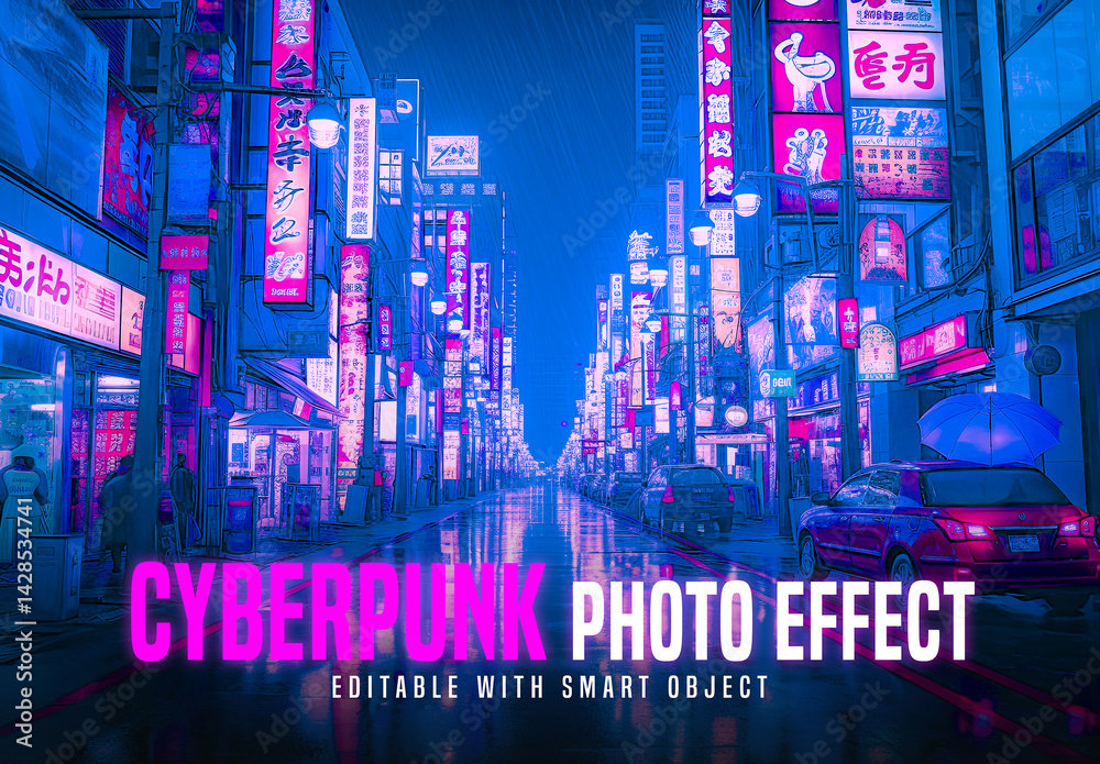 Cyberpunk Photo Effect Stock Template | Adobe Stock