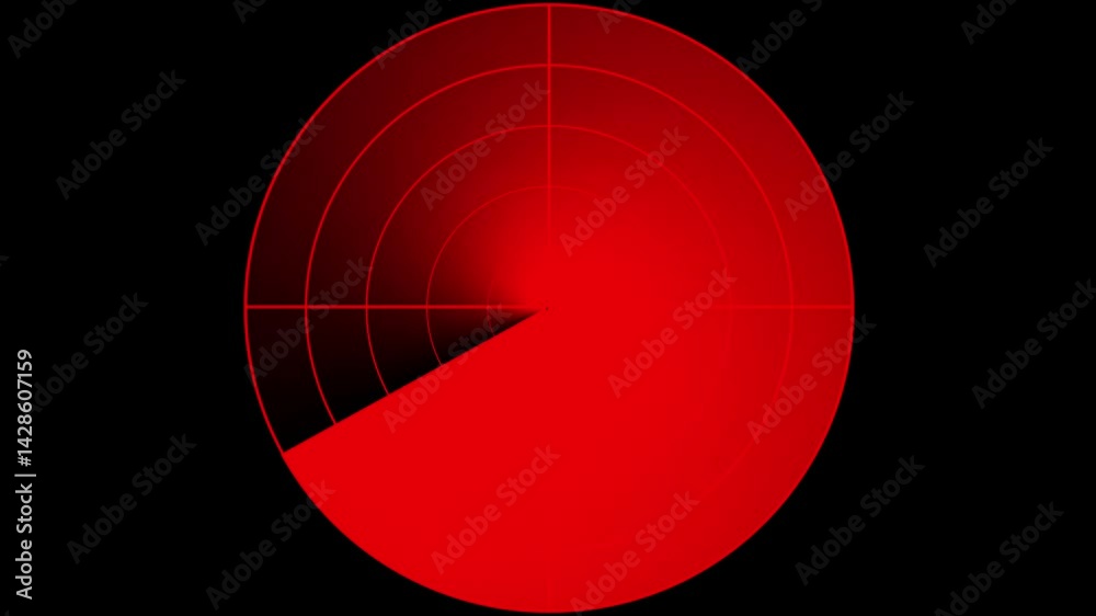 Radar screen animation on black background. Signal transmitted sonar ...