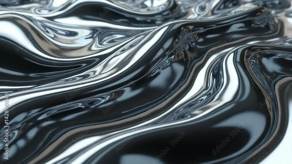 Liquid metal animation with chrome waves and reflective texture ...