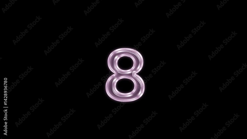 Number 8 bubble floating motion graphic with alpha channel. Pink bubble ...