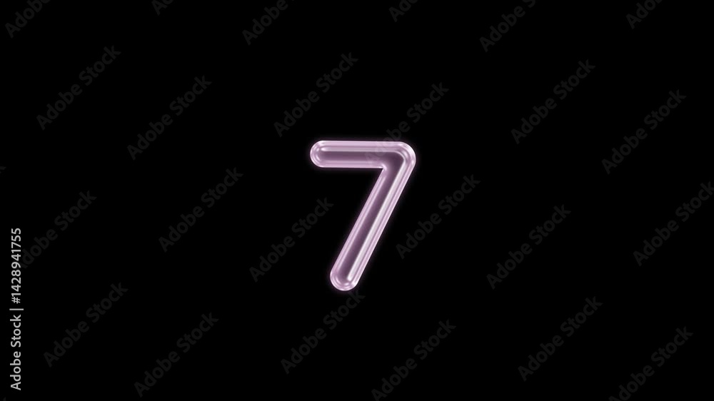 Number 7 bubble floating motion graphic with alpha channel. Pink bubble ...