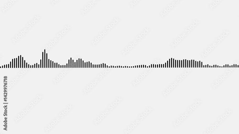 White audio waveform spectrum animation on a black background ...