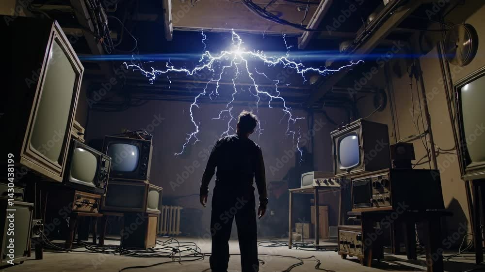 Man faces crackling blue bolts in cluttered basement as poltergeist ...