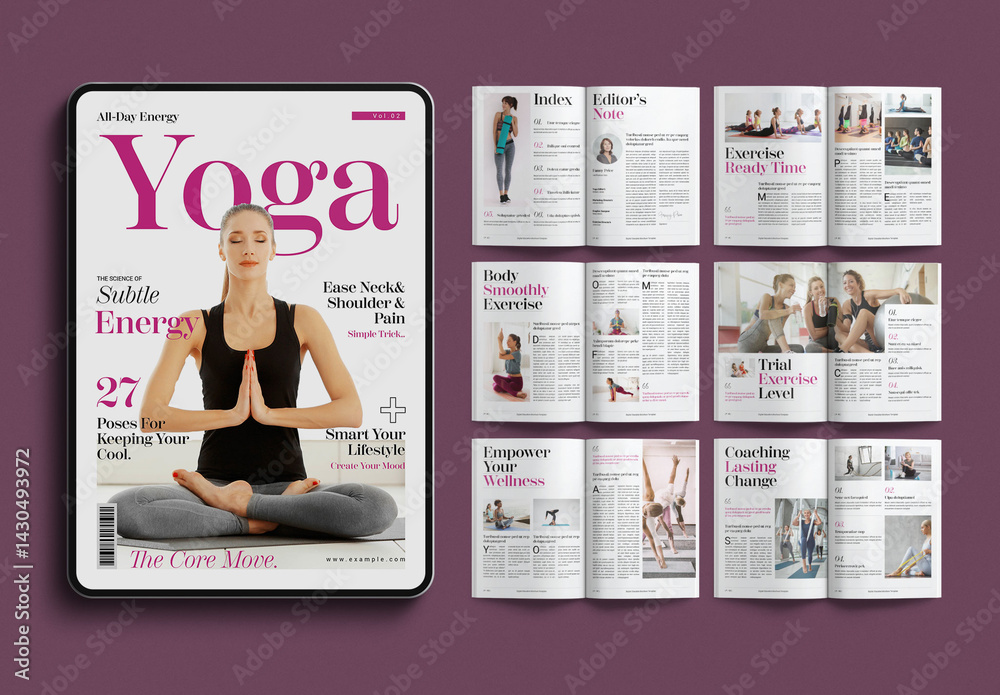 Digital Yoga Magazine Layout Design Layout Stock Template | Adobe Stock