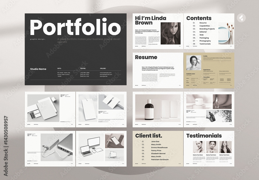Minimalist Graphic Design Portfolio Brochure Landscape Design Template ...