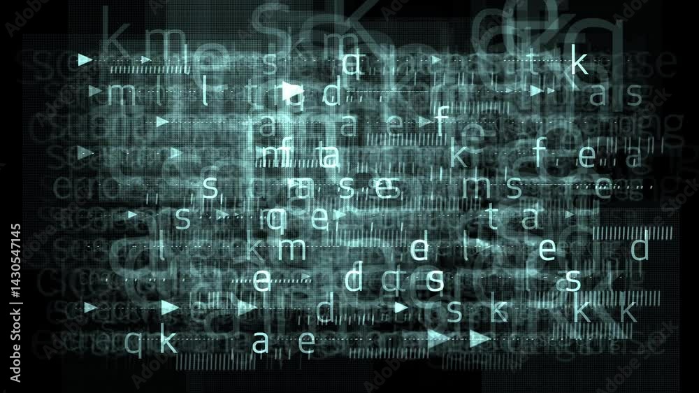 Fast Moving Random Letters With Light Effects on a Dark Background ...