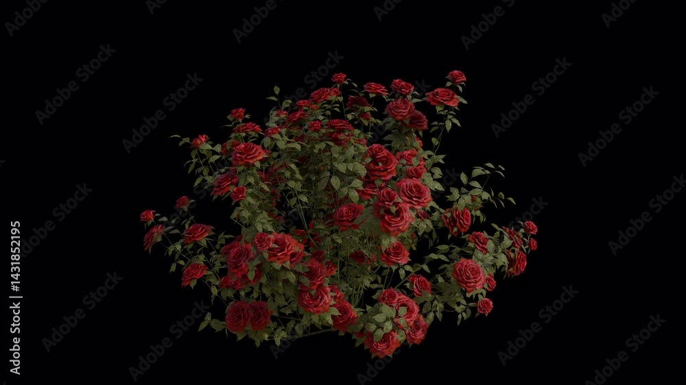 French Rose blowing in the wind Loop Animation. Wind blows the Shrub ...