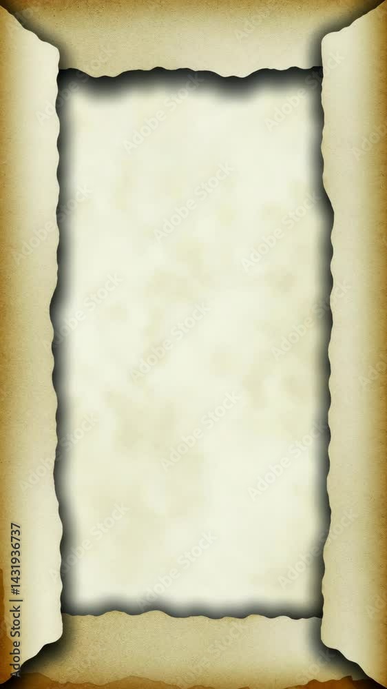 Documentary edge glow, video frame overlay in vintage torn paper ...