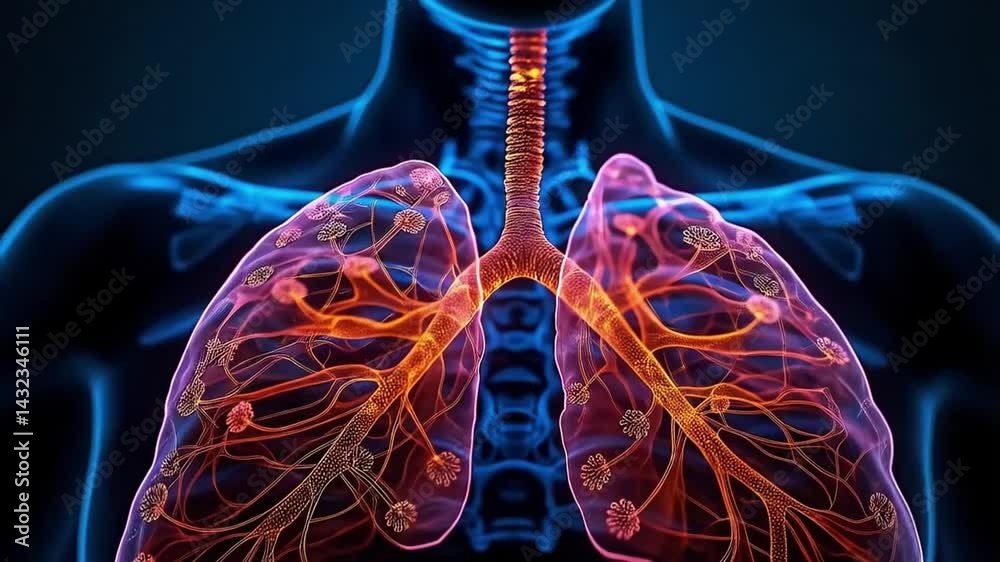Anatomical Diagram Depicts Bronchial Tree and Airflow Mechanisms Stock ...