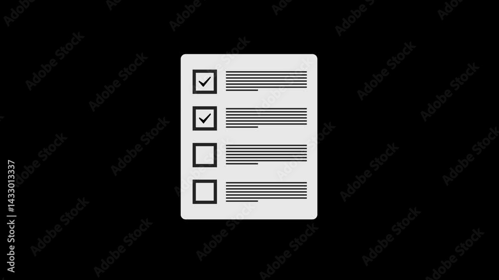 4K Check List Web Template Animation on black background – High-Quality ...
