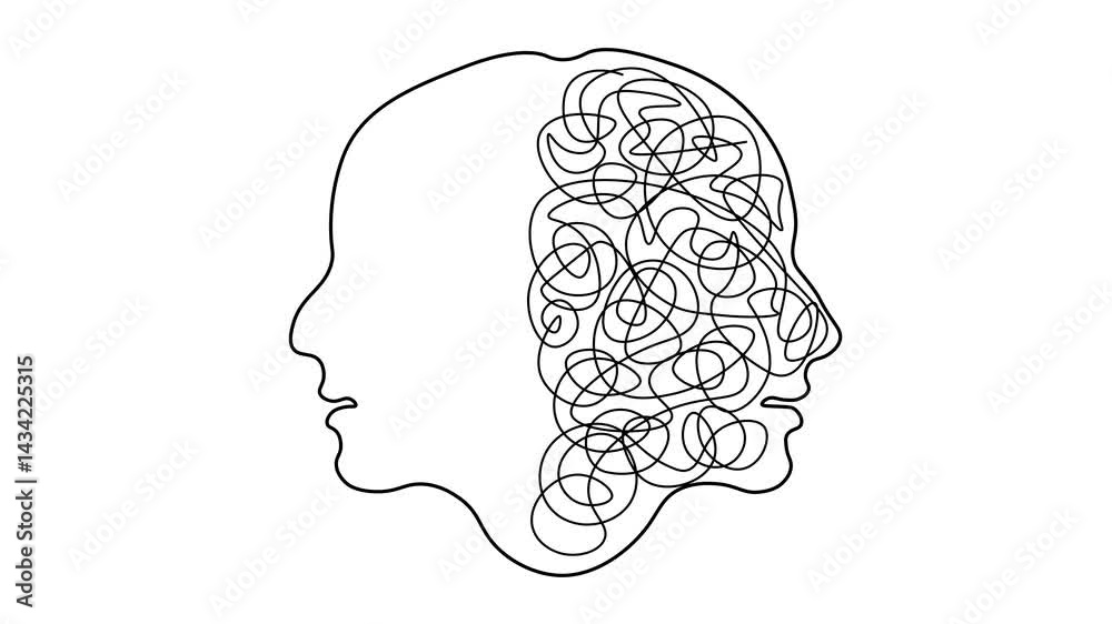 Continuous Line Drawing of Two Heads. One drawn with a simple, clean ...