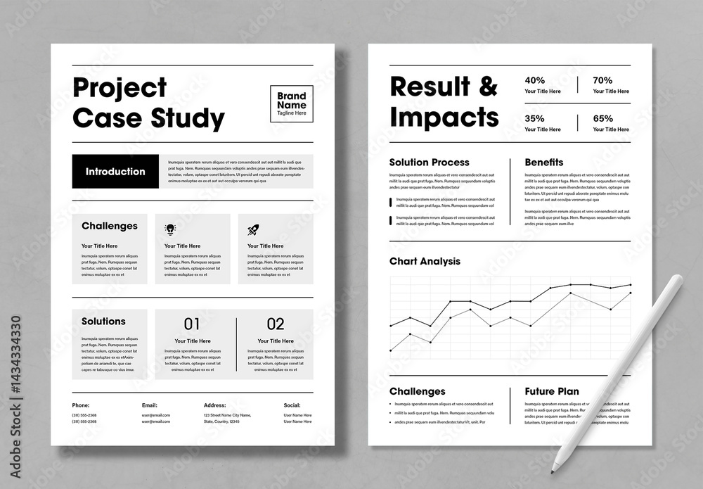 Professional Case Study Report Template Design Stock Template | Adobe Stock