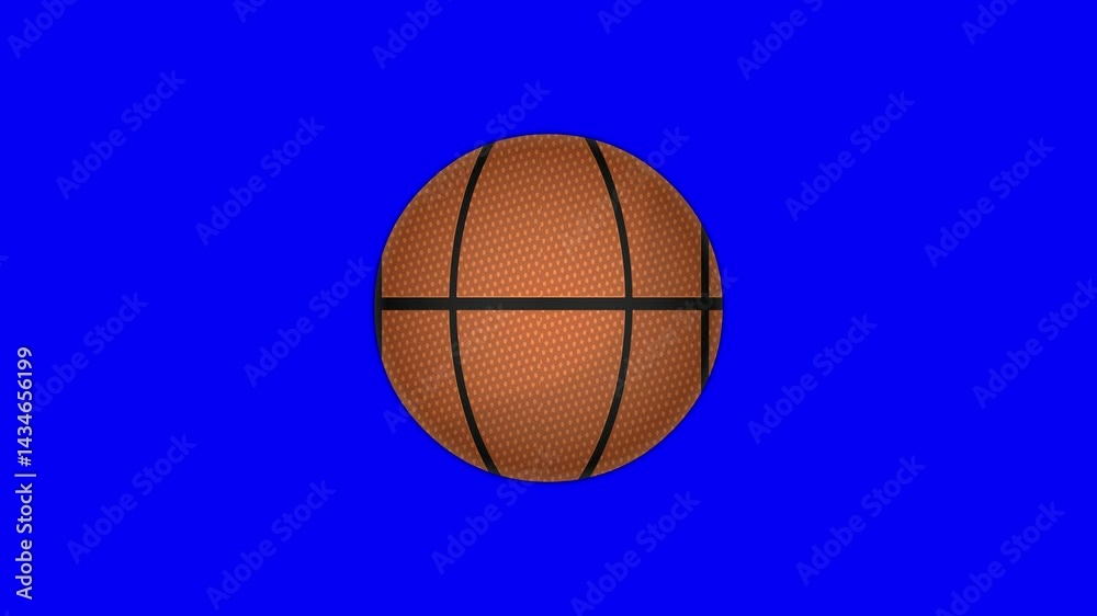 Animated basketball flying and spining isolated on green screen chroma ...
