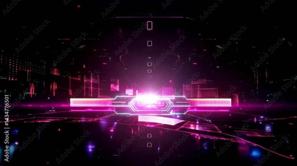 4k futuristic cyberpunk loading screen animation with glowing neon ...