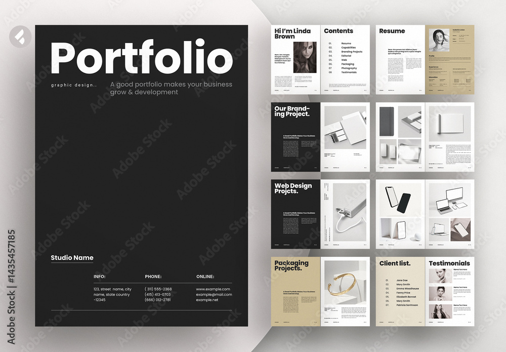 Minimalist Graphic Design Portfolio Brochure Design Template Layout ...